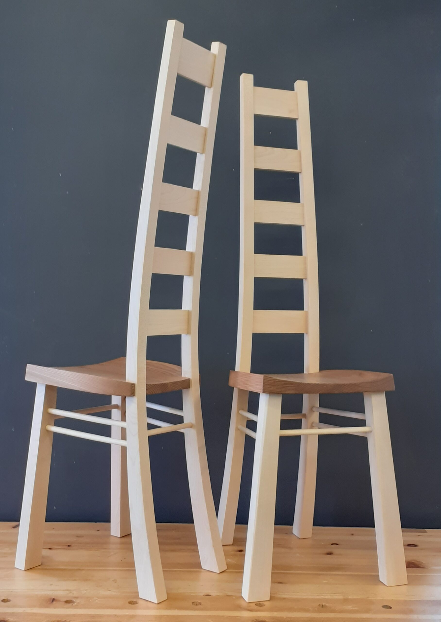 Ladder back chairs in Maple and Elm at Dansel Gallery | Mark Ripley ...